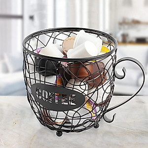 Coffee Pod Holder and K Cup Organizer, Large Capacity K Cup Holder for Counter, Holds 40 Coffee Pods Storage, K Cups Pod Holder for Coffee Bar Accessories, Black