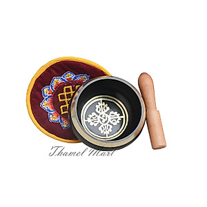 Meditation Om Mani Padme Hum Peace Wooden Striker & Cushion