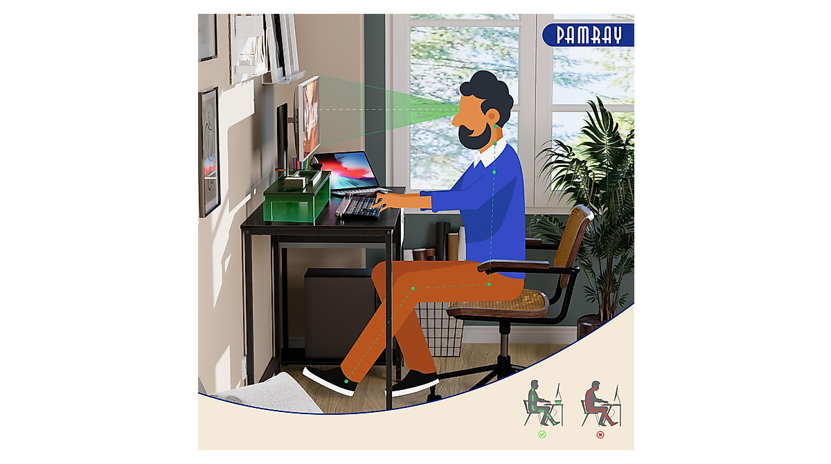 Pamray 39 Inch Computer Desk with Monitor Stand