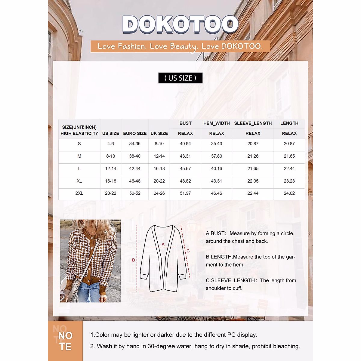 Dokotoo Womens Cardigan Sweaters Fashion V Neck Color Block Plaid Cable Knit Long Sleeve Button Down Comfy Cute Daily 2024 Autumn Winter Ribbed Sweater Outerwear Tops Pink Small