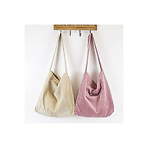 Danling&Unique Women/Girls Corduroy Large Capacity Tote Bag Shoulder Bag Fashion Hobo Bag Casual Shopping Bag Handbag black