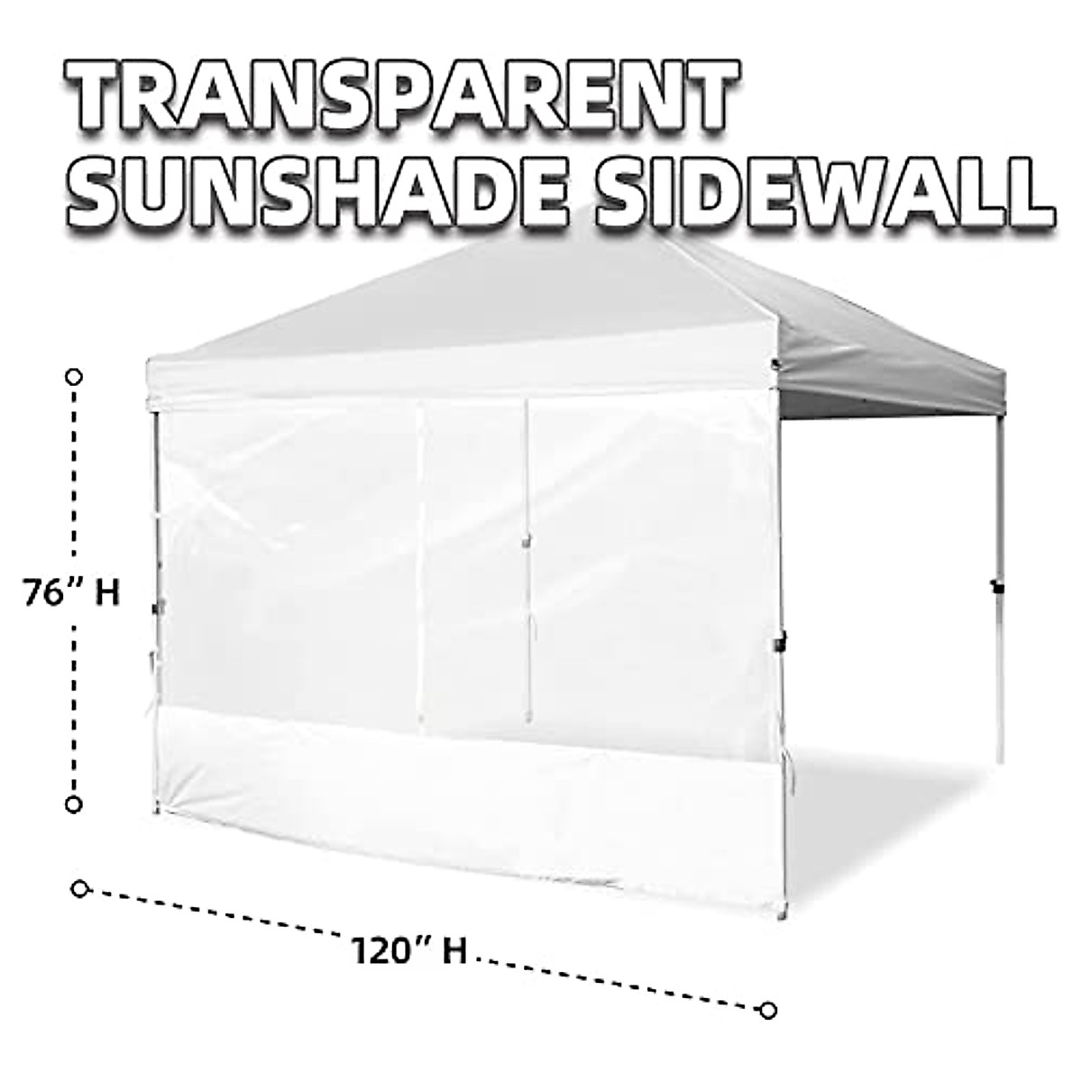 MordenApe Clear Sidewall for 10x10 Pop up Canopy - Straight Leg, Splicing Transparent Canopy Walls, Instant Canopy Tent Sunwall 10x6.3 Ft (White)