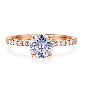 HAFEEZ CENTER 14K Gold Moissanite Engagement Ring 14K Solid Gold Comfort Fit 1ct D Color VVS Moissanite Engagement Rings for Women (Rose-Gold, 5.5)