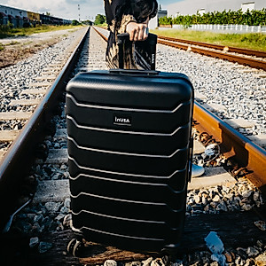 InUSA TREND Luggage with Spinner Wheels | Durable Lightweight Hardside Suitcase, Travel bag with Handle and Trolley, 28-Inch Large Checked luggage | Black