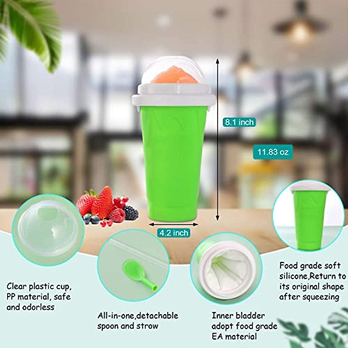 Lemtrflo Quick Frozen Magic Cup, Squeeze Slushie Maker Cup,Double Layer Squeeze Slushy Maker Cup,Portable Homemade Slushy Cup, Silicone Smoothie Maker Cup for Kids and Adults