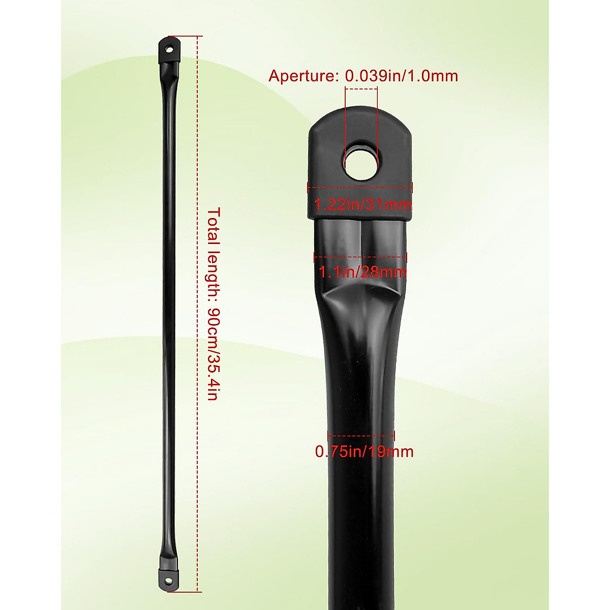 2 Pcs 90cm/35.4inch Garden Swing Replacement Rods for Hanging Swing Seat to Frame, Black Metal Round Rods