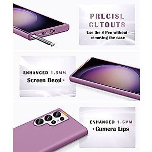BANLEA for Samsung Galaxy S23 Ultra Case with Camera Lens Protector, Liquid Silicone Protective Shockproof Hard Phone Case, [Anti-Scratch] Soft Microfiber Lining for 5G 6.8 Inch 2023 - Purple