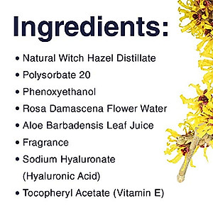 Dickinson's Enhanced Witch Hazel Hydrating Toner with Rosewater, Alcohol Free, 98% Natural Formula, 16 Fl Oz (Pack of 1)