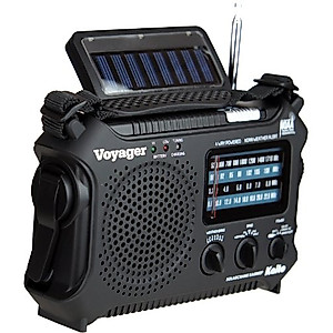 Kaito KA500IP-BLK Voyager Solar/Dynamo AM/FM/SW NOAA Weather Radio with Alert and Cell Phone Charger, Black