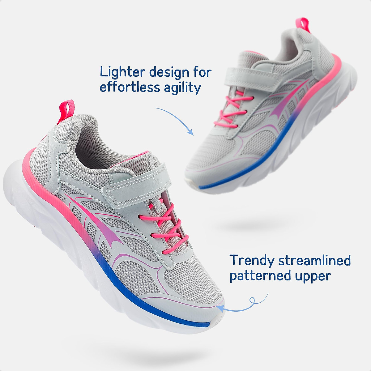 DREAM PAIRS Boys Girls Sneakers Kids Tennis Running Shoes EZ-ONs EZ-Plays Athletic Sport Gym Lightweight Breathable Shoes,Size 2 Little Kid,Light Grey/Pink,SDRS2326K