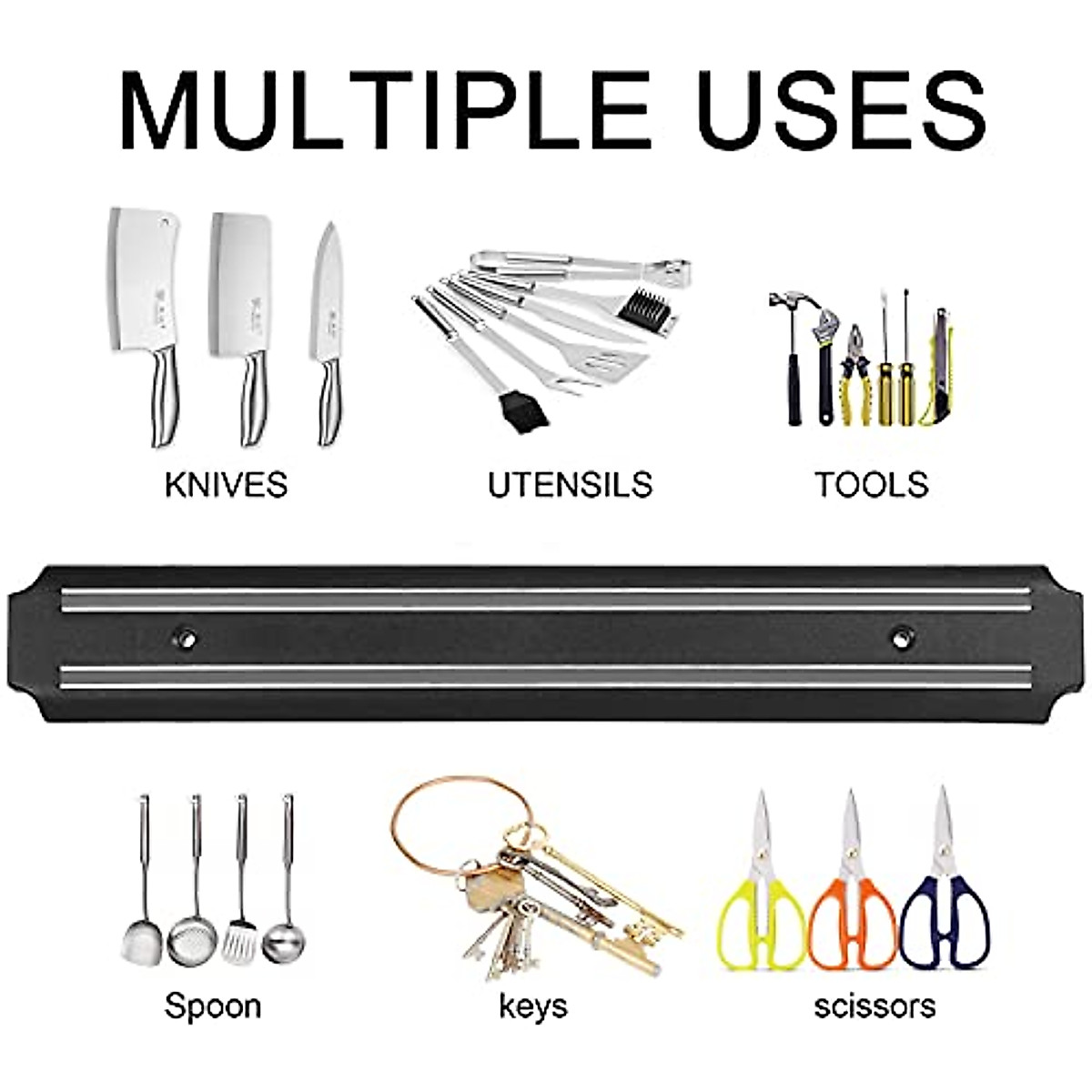 Magnetic Knife Holder,15in Magnetic Knife Strip for Wall, Powerful Magnetic Knife Rack, Securely Hang Knives on Multipurpose Tool Holder