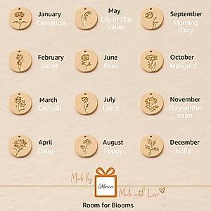 MEVECCO Gold Birth Flower Coin Necklace for Women 12 Month April Daisy Disc Pendent 18K Gold Plated Personalized Flora Necklace Birthday Jewelry for Her