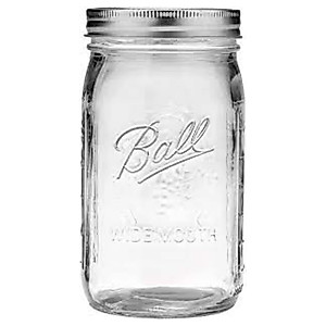 LAIBY Ball Wide Mouth Mason Jars with Lids 32 Oz (Set of 12 Jars) | Ball Canning Jars with Lids Kitchen Set 32 Ounce mason jars