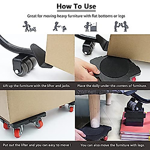 ONEON Furniture Mover with Wheels & Furniture Lifter Set, 360° Rotation Wheels Furniture Dolly, 660 Lbs Capacity, for Moving Heavy Furniture, Refrigerator, Sofa, Cabinet