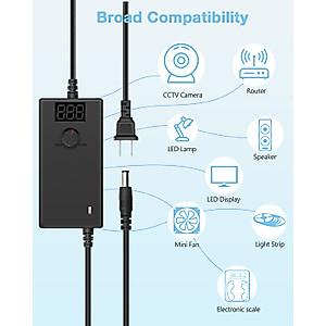 Aclorol Universal Power Adapter 36W 12V 9V 7.5V 6V 5V 4.5V 3V Adjustable Variable Power Supply AC/DC Adapter Converter Switching 100V-240V AC to DC 3V-12V with Polarity Converter & 14 Tips
