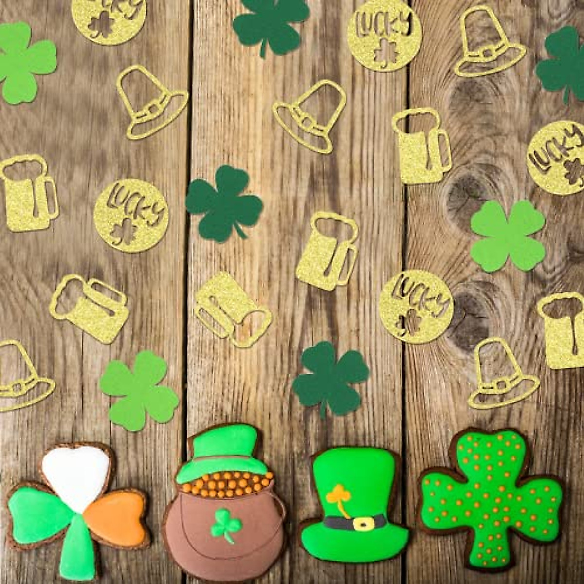 St Patricks Day Confetti Glitter,Good Luck Coin Confetti,Leaf Glitter Confetti,St Patricks Day Confetti Decorations with St Patricks Hat and St Patricks Beer,Lucky One Birthday Decorations,St Patricks Day Decorations