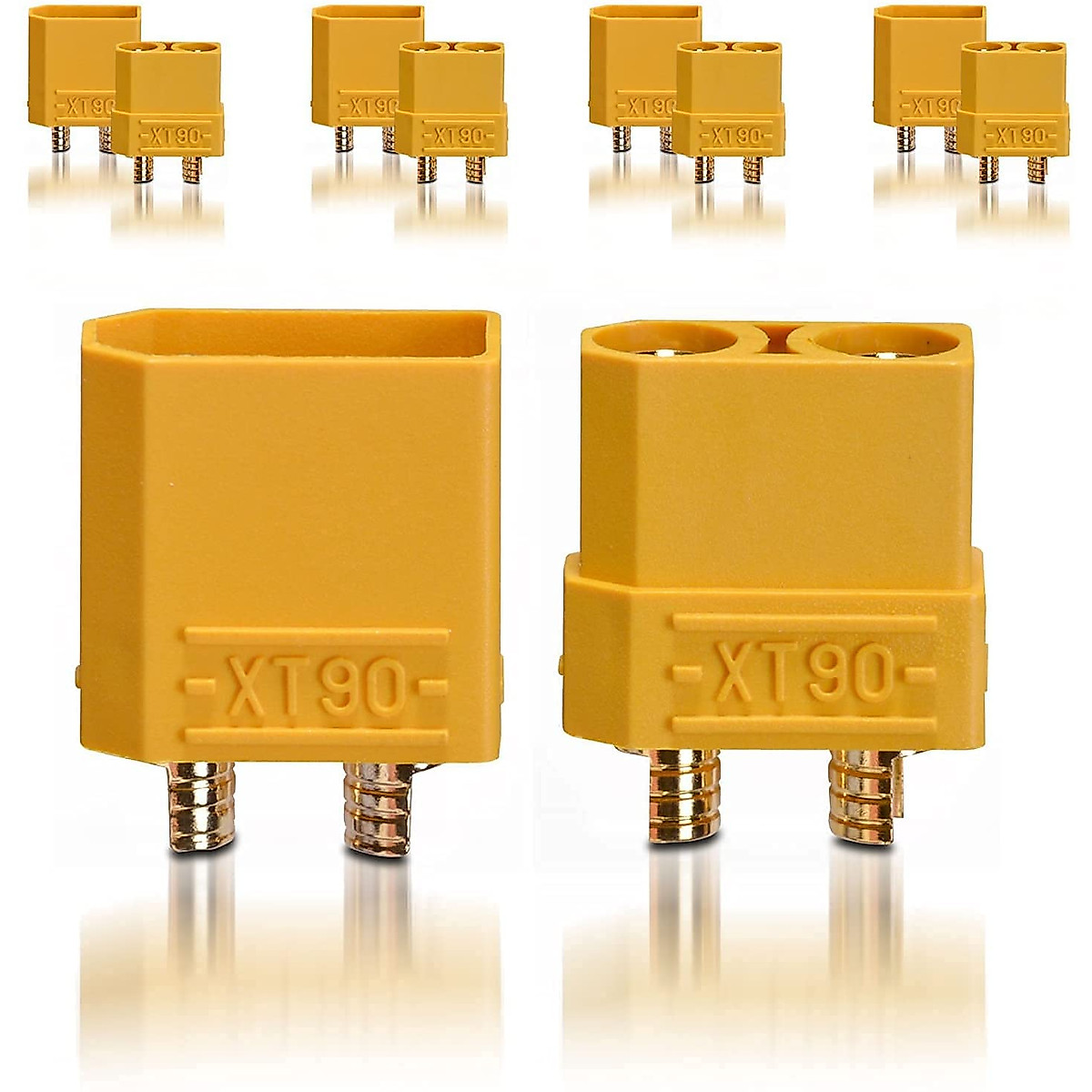 Audance XT90 XT 90 Connectors Male and Female with 2M 14 AWG Silicone Wire, Battery 5mm Heat Shrink Tube for FPV Connector RC Hobby Electric Motors & Parts (5 Pairs), Yellow