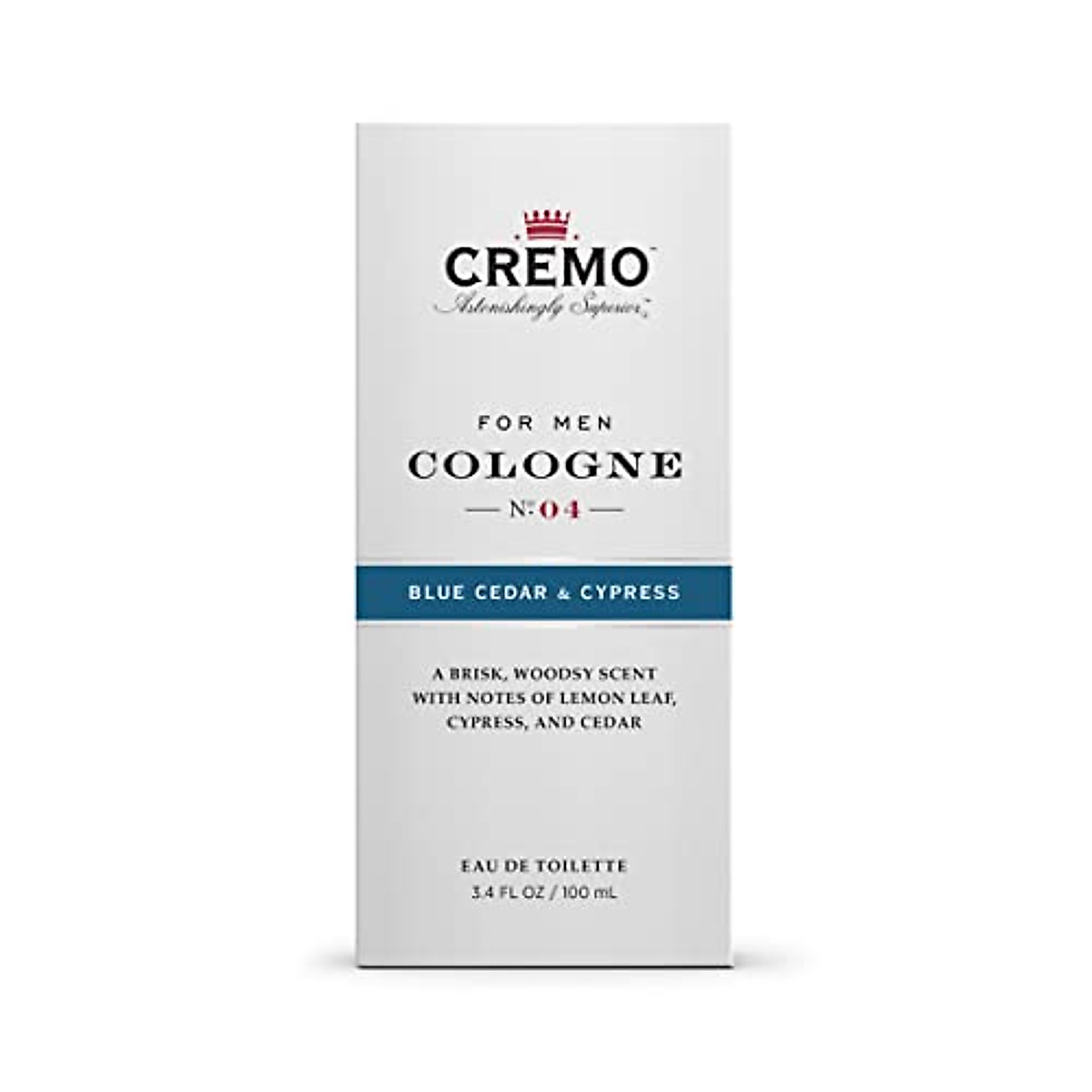 Cremo Blue Cedar & Cypress Cologne Spray, A Woodsy Scent with Notes of Lemon Leaf, Cypress and Cedar, 3.4 Fl Oz
