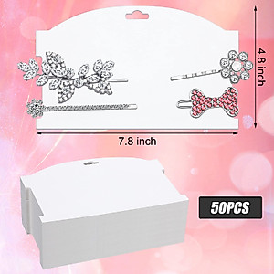 Geyee 50 Pieces Hair Clip Display Cards Hair Bow Holder Cardboard 7.8 x 4.8 Inches Claw Clip Organizer Display Cardboard Paper for Hair Bow Barrettes Accessories Display and Organizing, White
