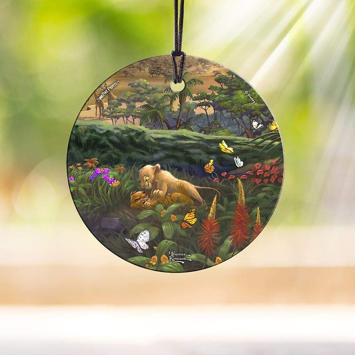 Disney – The Lion King – Return to Pride Rock – Young Simba and Nala – Thomas Kinkade Studios – 3.5” Starfire Prints Hanging Glass Print Accessory – Suncatcher Hanging Glass Collectible
