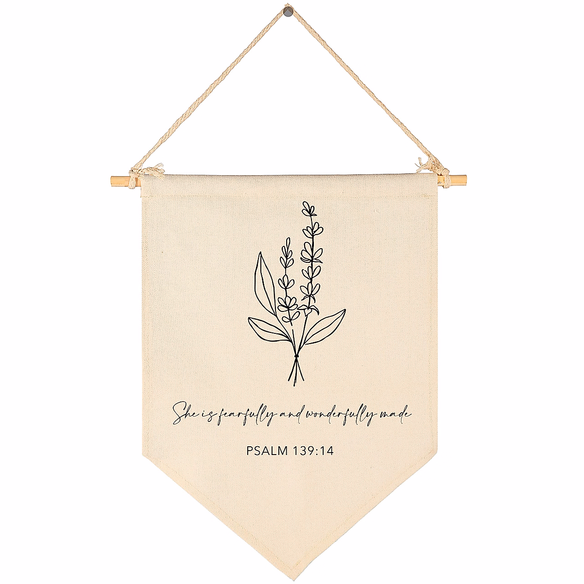 Nursery Scripture Bible Verse-Christian Botanical Decor-Canvas Hanging Pennant Flag Banner Wall Sign Decor Gift for Nursery Bedroom Playroom Front Door Baby Kids Girl Boy Teen- Birthday Christmas Gift