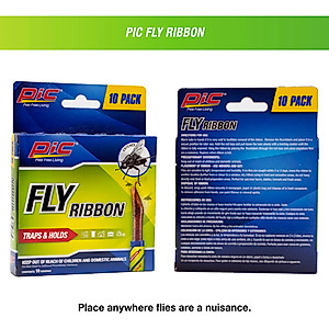 PIC FR10B 69060216325 Fly Ribbons Fruit Fly Traps for Indoors and Outdoors, Bug Trap for Winged Insects, Pack of 10