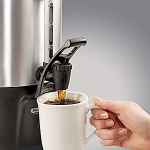 Proctor Silex Commercial 45060R Coffee Urn 60 Cup Aluminum, One Hand Dispensing, Coffee Level Indicator, 16.93" Height, 11.73" Width, 12.56" Length, Stainless Steel