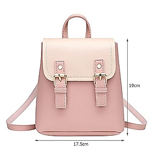 ASUYOERU Mini PU Leather Women Shoulder Bags Hit Color Backpack Girls School Bags, Pink, large 41*30*12cm