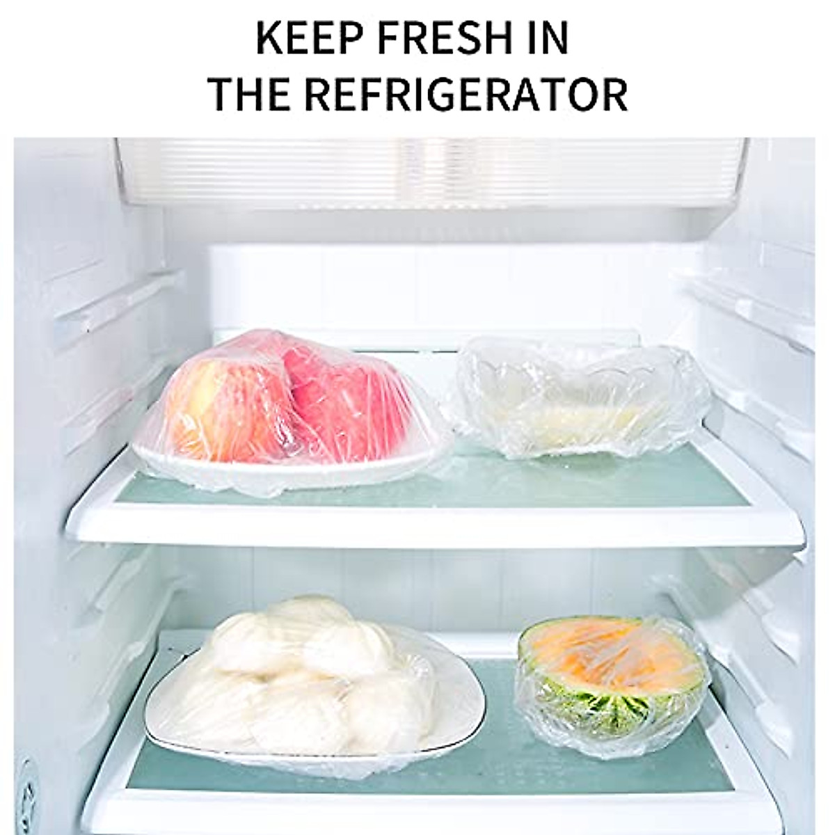 Homelove Fresh Keeping Bags, 200pcs Food Covers, Reusable Elastic Food Storage Covers, Plastic Sealing Elastic Stretch Adjustable Bowl Lids, Universal Kitchen Wrap Seal Bags for Cover Food