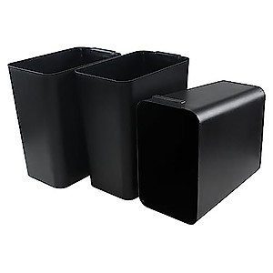 HOMMP 3-Pack Black 4.5 Gallon Office Wastebasket, Deskside Plastic Garbage Container Bin