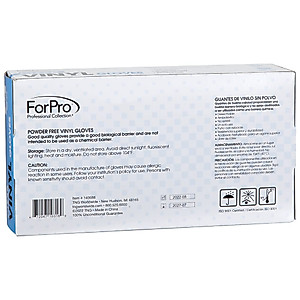 ForPro Professional Collection Disposable Vinyl Gloves, Clear, Industrial Grade, Powder-Free, Latex-Free, Non-Sterile, Food Safe, 2.75 Mil. Palm, 3.9 Mil. Fingers, Small, 100-Count