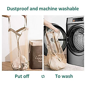 YOUDENOVA 72L Large Laundry Hamper Basket with Detachable Brackets and Handle,Collapsible Storage Basket with Removable Liner Bag for Bedroom,Bathroom Clothing and Toys Organization, Brown