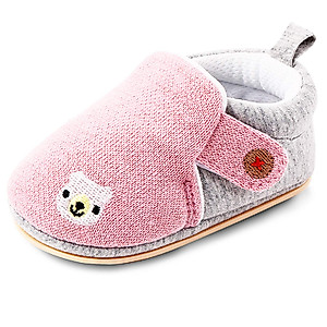 FEETCITY Baby Shoes Girls First Walkers Sneakers Sock Top Slippers Infant Shoes 6-12 Months Pink