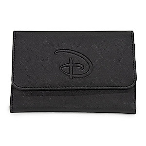 Disney Wallet, Foldover, Disney Signature D Logo Embossed, Black Vegan Leather