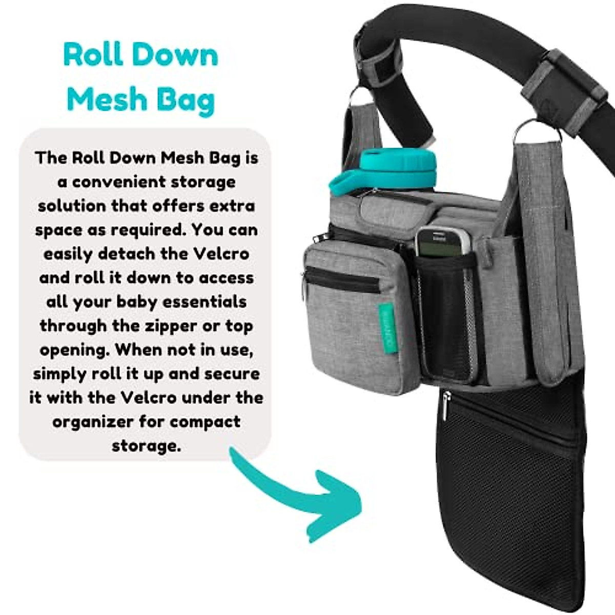 Non-Slip Stroller Organizer With Cup Holders, Exclusive Straps Grip Handlebar. Universal Fit For Uppababy Vista Cruz Nuna Baby Jogger Bob Britax Bugaboo Graco Stroller Accessories Caddy Parent Console