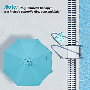 Simple Deluxe 9' Patio Outdoor Table Market Yard Umbrella Replacement Top Cover with 8 Ribs, 9ft Canopy, Turquoise Canopy