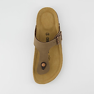 CUSHIONAIRE Women's Leah Cork Footbed Sandal With +Comfort, Brown 9