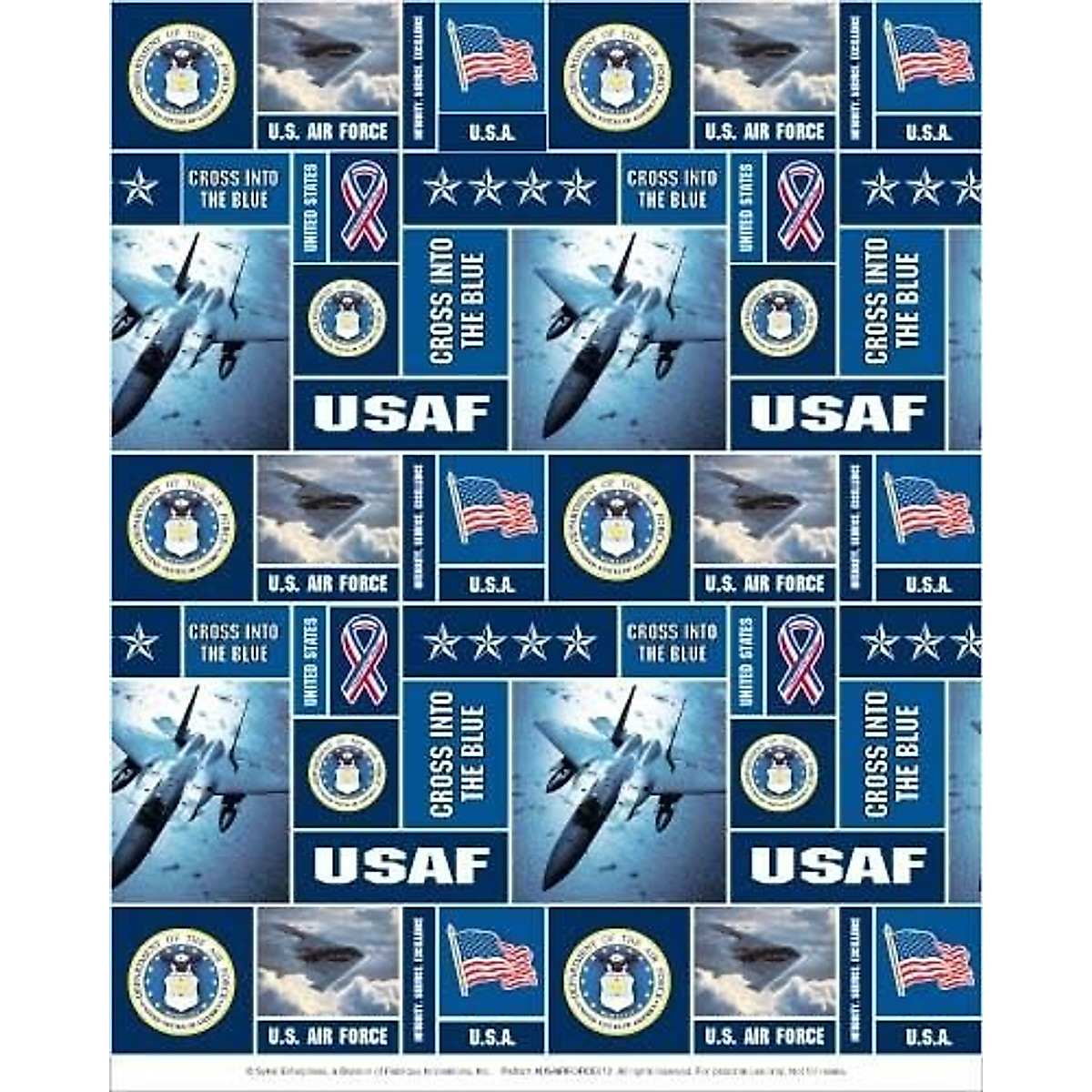 Sykel Enterprises Fleece United States of America Air Force USA Military Fleece Fabric Print by The Yard ousaf012s