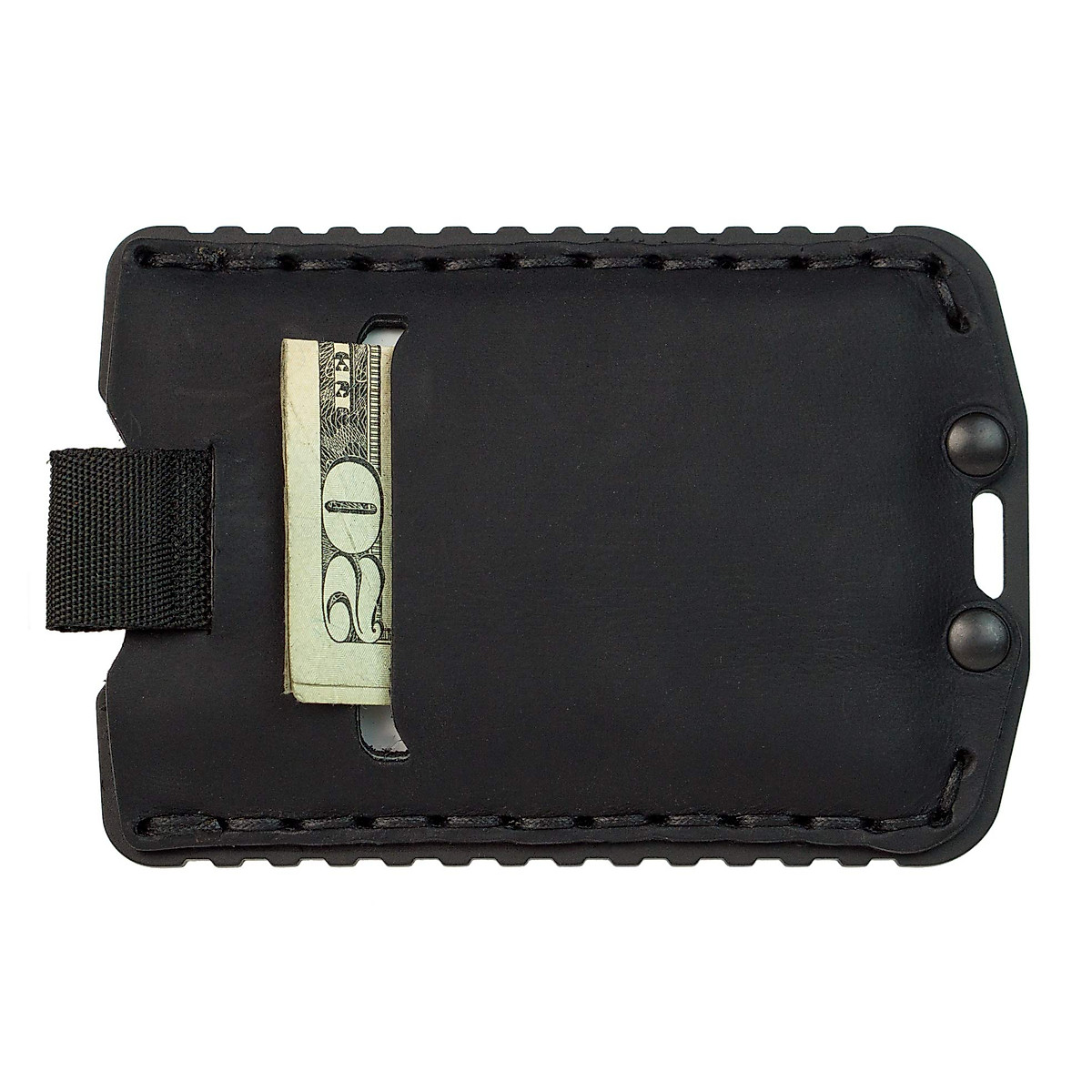 Trayvax Ascent Wallet, RFID Front Pocket Money and Credit Card Holder, Minimalist Slim Leather Metal Wallet for Men and Women, Black Stealth Black