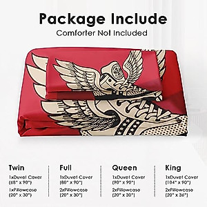 Duvet Cover Queen Size, Vintage Racing Red Exercise Bedding Set with Zipper Closure for Kids and Adults, America Gray Roller Comforter Cover with 2 Pillow Shams for Bedroom Bed Decor