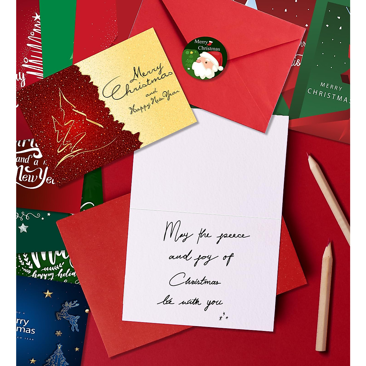 HSHFAMIIY Christmas Cards, Stocking Stuffers for Adults, 24 Pcs Christmas Cards with Envelopes & Stickers,4 x 6 Inch,Blank Holiday Greeting Card Set,Christmas Gift Baskets,Christmas Gift Bags