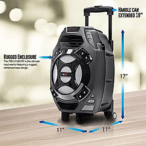 QFX PBX-61081 Rechargeable Portable Speaker | 8" Woofer | 2,600 Watts | Bluetooth, AUX, SD Card, FM Radio | Handle, Wheels, 12 Lbs | Perfect for Tailgating, Indoors, Outdoors Audio | Silver