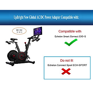 OEM UL Genuine Parts 12V AC/DC Adapter Compatible with Echelon Smart Connect EX5S ECHEX-5s EX-5s-10 EX5S-10 Indoor Cycling Exercise Bike Wahoo SUN-1200500 Fitness Shenzhen SOY 12VDC Power Cord Charger