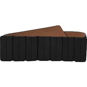 BlackButterfly Wide Elastic Stretch Retro Metal Interlock Buckle Belt (Black, US 10-12)