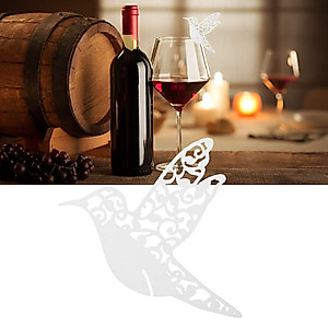 GOTOTOP 50Pcs Bird Shape Wedding Hollow Cup Card Name Place Cards Personalized Table Name Reception Decor Wedding Guest Cards for Wine Glass Banquets Table Decoration White