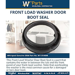 Whirlpool W11314648 OEM Front Load Washer Door Boot Seal Part-Replaces W10897390