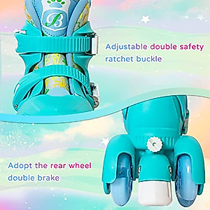 MammyGol Roller Skates for Girls Kids, 4 Size Adjustable Rainbow Quad Skates with All Light Up Wheels for Toddlers Boys Outdoor Indoor