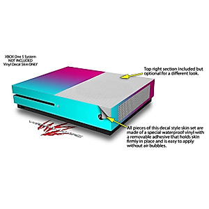 WraptorSkinz Decal Vinyl Skin Wrap Compatible with Xbox One S Console and Controllers - Smooth Fades Neon Teal Hot Pink
