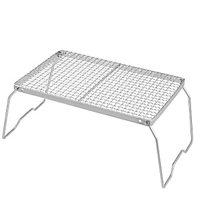 yETO Folding Campfire Grill Grate Over Fire Pit Camping Portable Fire Grate 304 Stainless Steel Cooking Grate with Adjustable Legs & Carry Bag for Camping Hiking Backpacking BBQ Outdoors