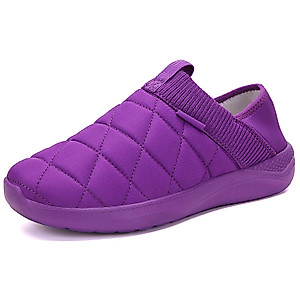 KUBUA Slippers for Men and Womens Indoor House Shoes Plush Slip on Outdoor Garden Loafers Purple 7 Women / 6 Men